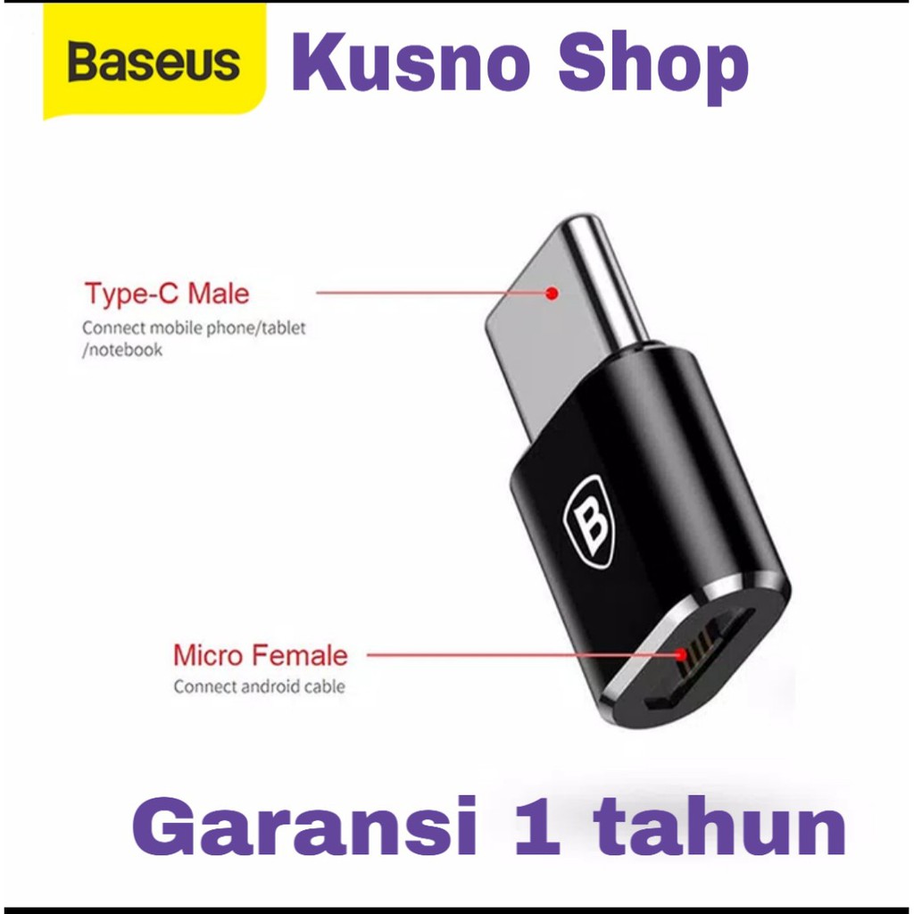 Jual Baseus Android Micro Usb Female Converter to Type C Male Adapter ...