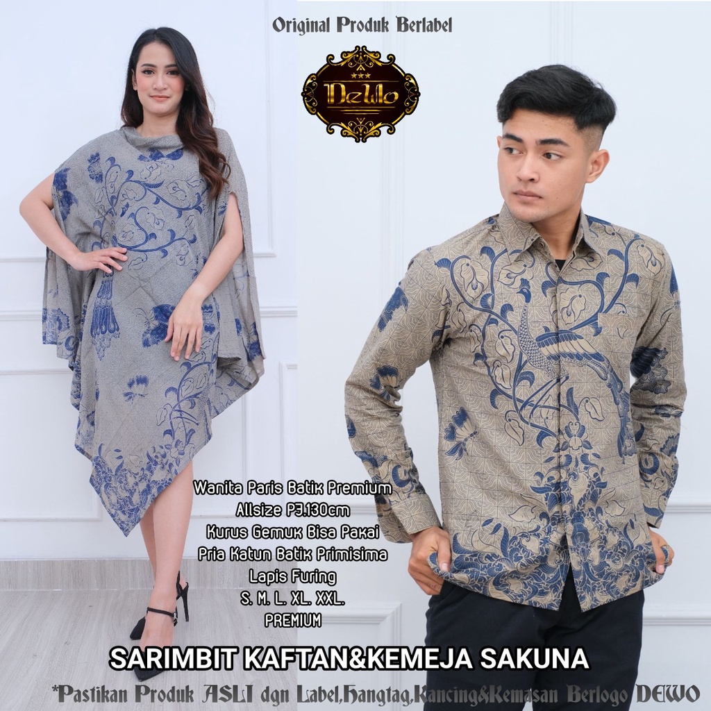 Jual Batik Couple Kemeja + Kaftan Batik Sakuna Ori Dewo | Shopee Indonesia
