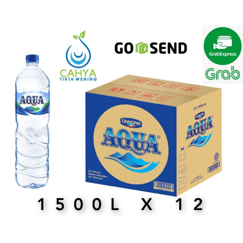 Jual AQUA Air Mineral Botol 1500 ml x 12 | Grab Express - Gosend Instant | Shopee Indonesia