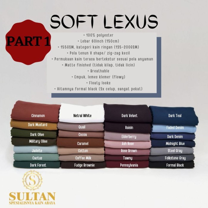 Jual TERBARU!! PART.1-50CM SOFT LEXUS POLOS KAIN SULTAN ORIGINAL ...