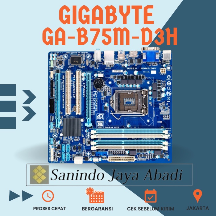 Jual Mainboard B75 Gigabyte LGA 1155 Ga-B75m-D3h Gigabyte 4slot ram ...