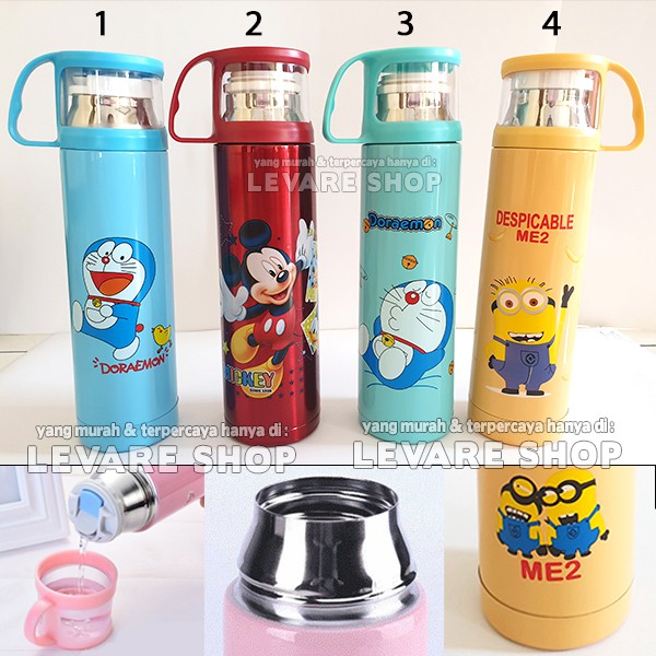 Jual Botol Air Minum Termos Panas Dingin Karakter Lucu Anak + Gelas ...