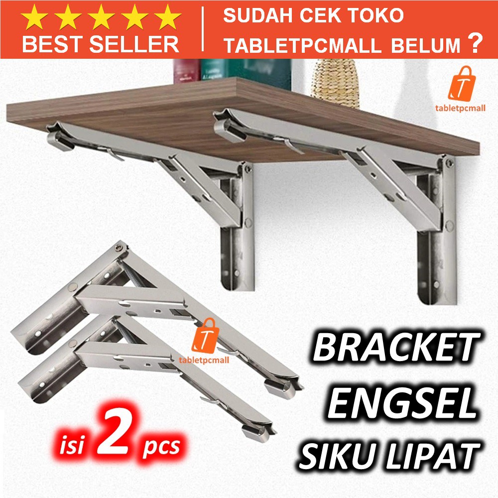 Jual Bracket Engsel Siku Lipat Folding Stainless Steel Max Load 65kg 2 ...