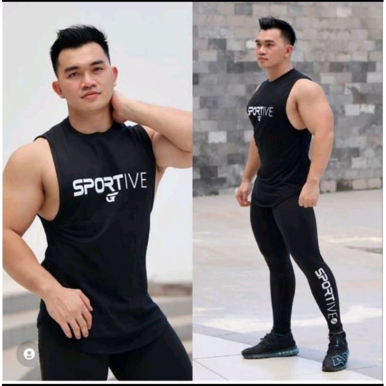 Jual Baju Kaos Singlet Pria Olahraga Gym Fitnes Sportive | Shopee Indonesia