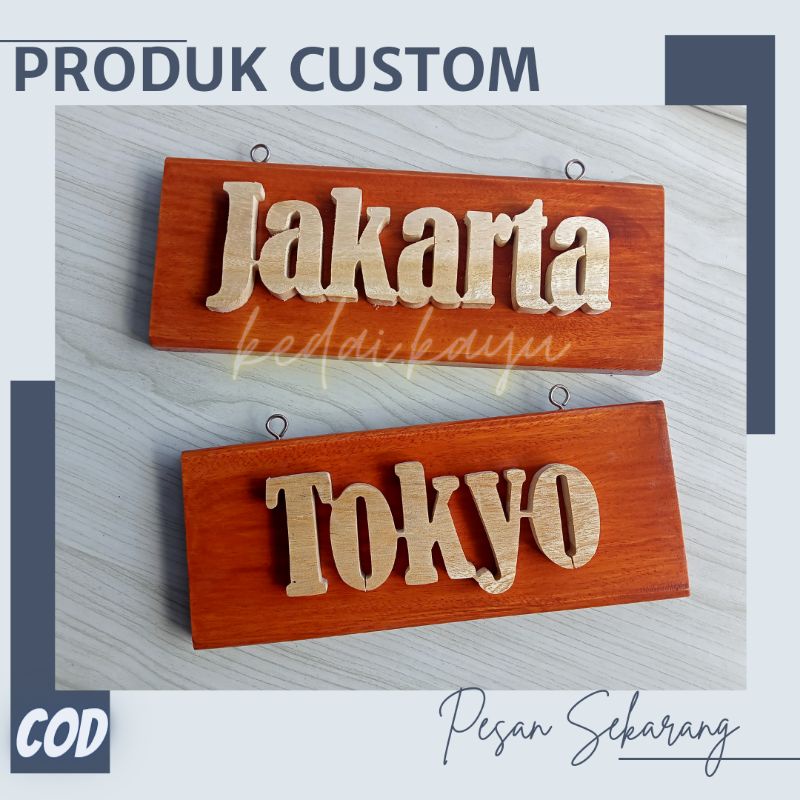 Jual Custom Ukir nama kayu Tulisan Kayu Dekorasi kayu Huruf kayu Papan ...