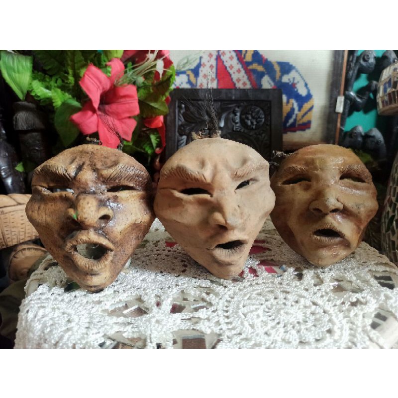 Jual Topeng kuno Mask ekspresi wajah Antique teracotta langka T:10X9cm ...