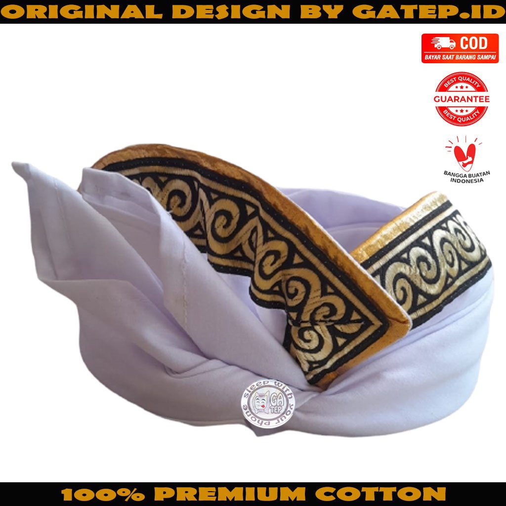 Jual Udeng Bali Setengah Jadi Putih Polos Lis Keong Mas / Ikat Kepala ...