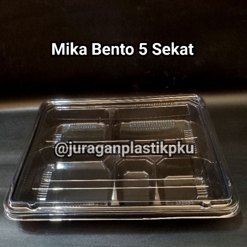 Jual Mika Box Bento Hitam 5 Sekat isi 50pcs/pack | Kotak Makanan 5Sekat ...