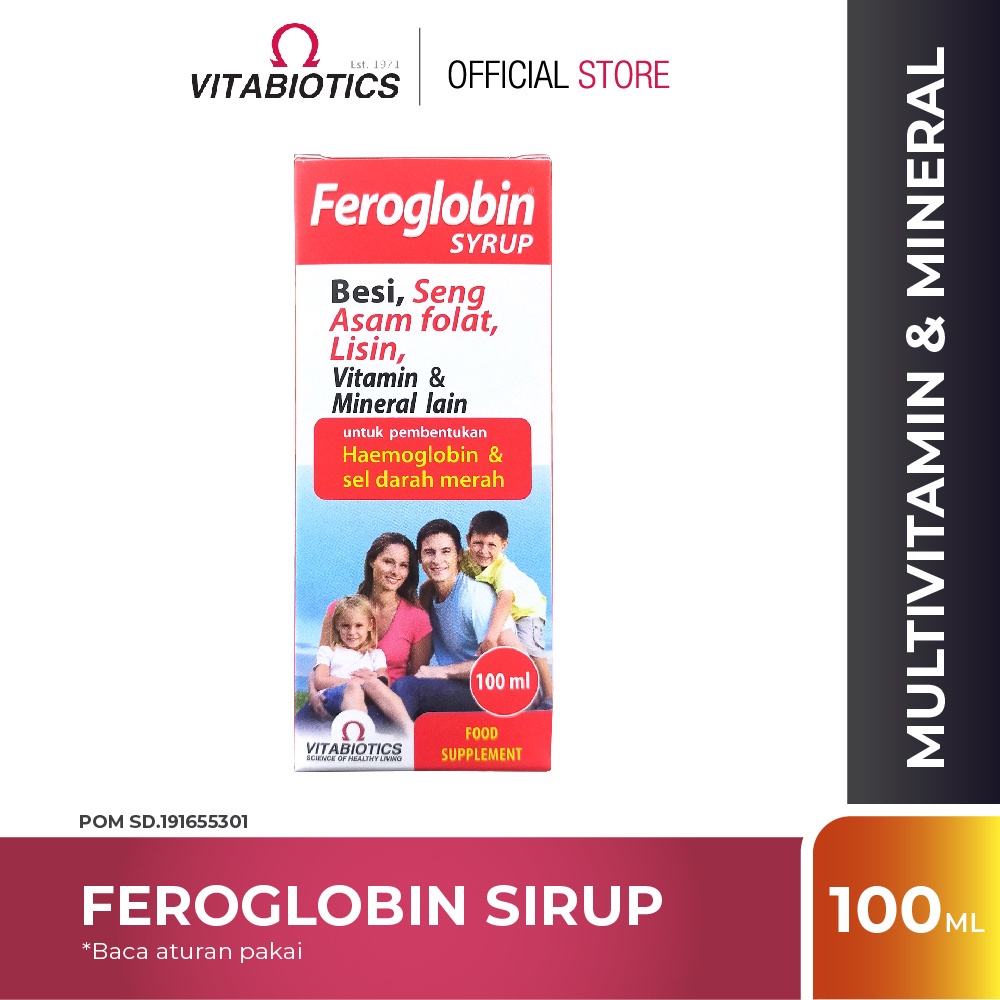 Jual Vitabiotics Feroglobin Syrup 1 Box @100 ml Besi, Seng, Asam Folat ...