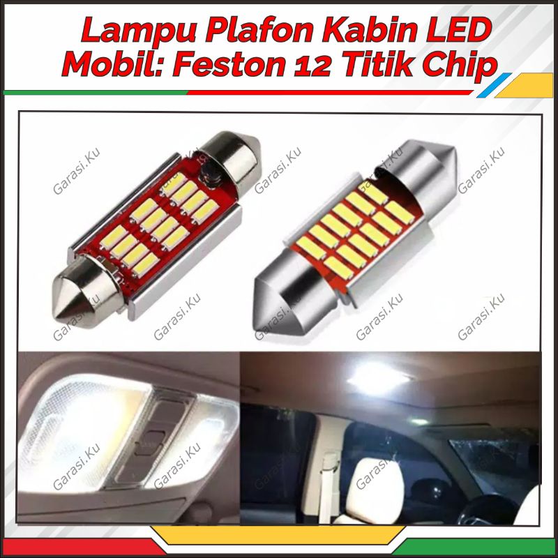 Jual LAMPU PLAFON KABIN LED MOBIL KAPSUL 31MM 36MM FESTON 12 TITIK SMD ...