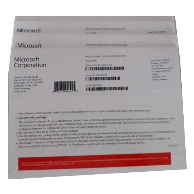 Jual Microsoft Win Pro 10 Windows 10 Professional Oem 64 Bit Resmi
