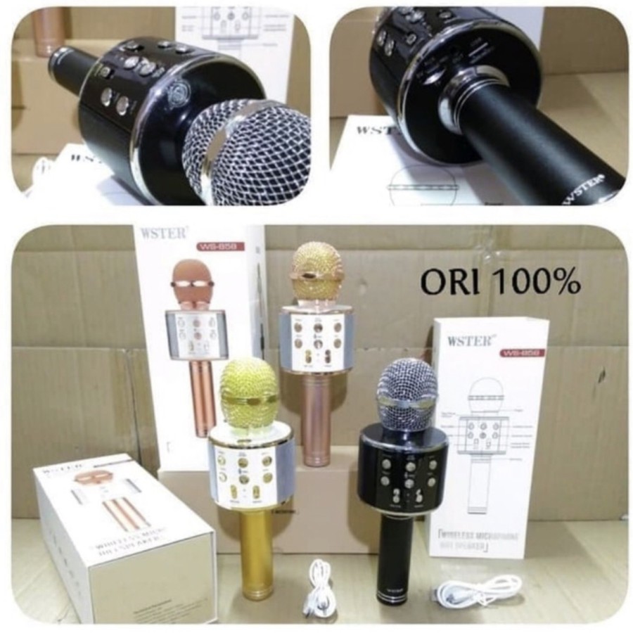 Jual Microphone Wireless Bluetooth WS-858 Wster ORIGINAL Mic Karaoke Ori | Shopee Indonesia