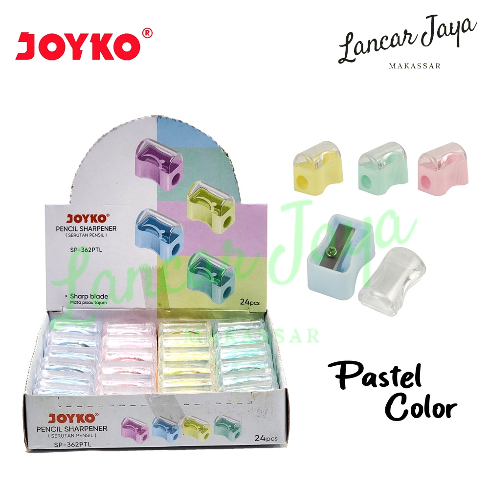 Jual [ 1 BOX / 24 PCS ] Serutan Sharpener Rautan Joyko SP-362PTL Pastel ...