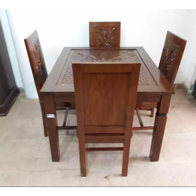 Jual MEJA MAKAN 4 KURSI KAYU JATI JEPARAFURNI | Shopee Indonesia
