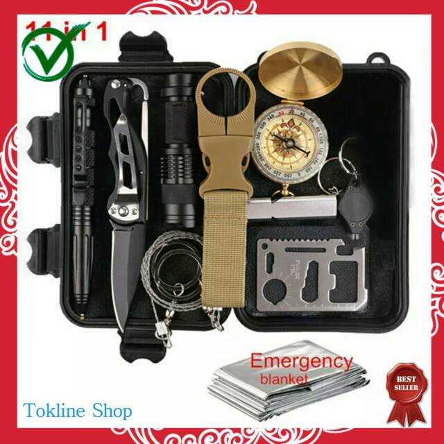 Jual Peralatan Survival Kit 11 in 1 Multifungsi Camping Tool Alat ...
