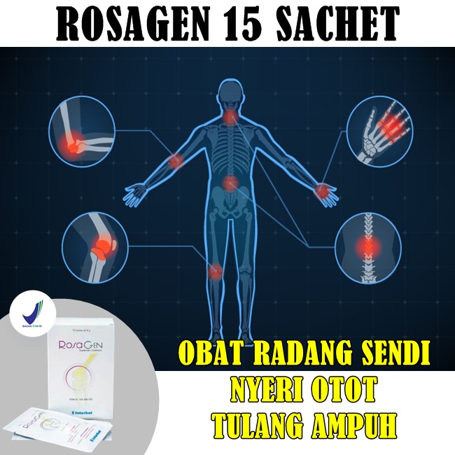 Jual rosagen sachet isi 15 obat radang sendi nyeri otot ampuh suplemen ...