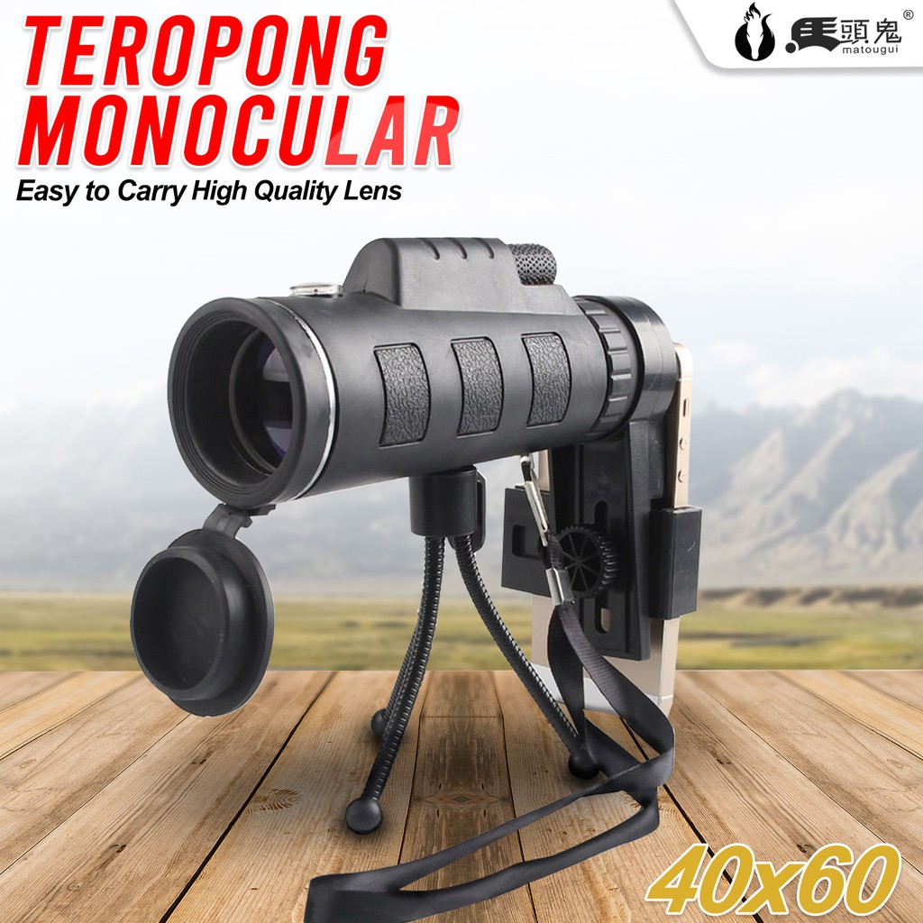 Jual Teropong Monocular 40x60 Kompas Lensa Coating Bening Bonus Tripod ...