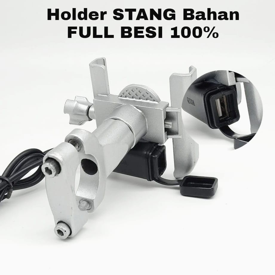 Jual TERMURAH 100% FULL BESI Holder STANG Motor + USB CHARGER Holder HP ...
