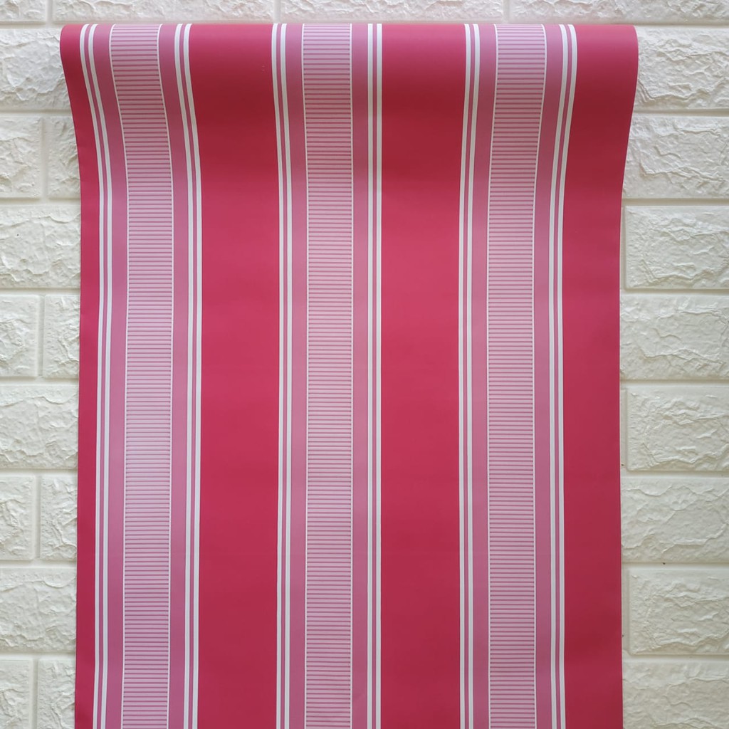 Jual Wallpaper Sticker Dinding Motif 45CM X 8M - Salur Pink - High Quality | Shopee Indonesia