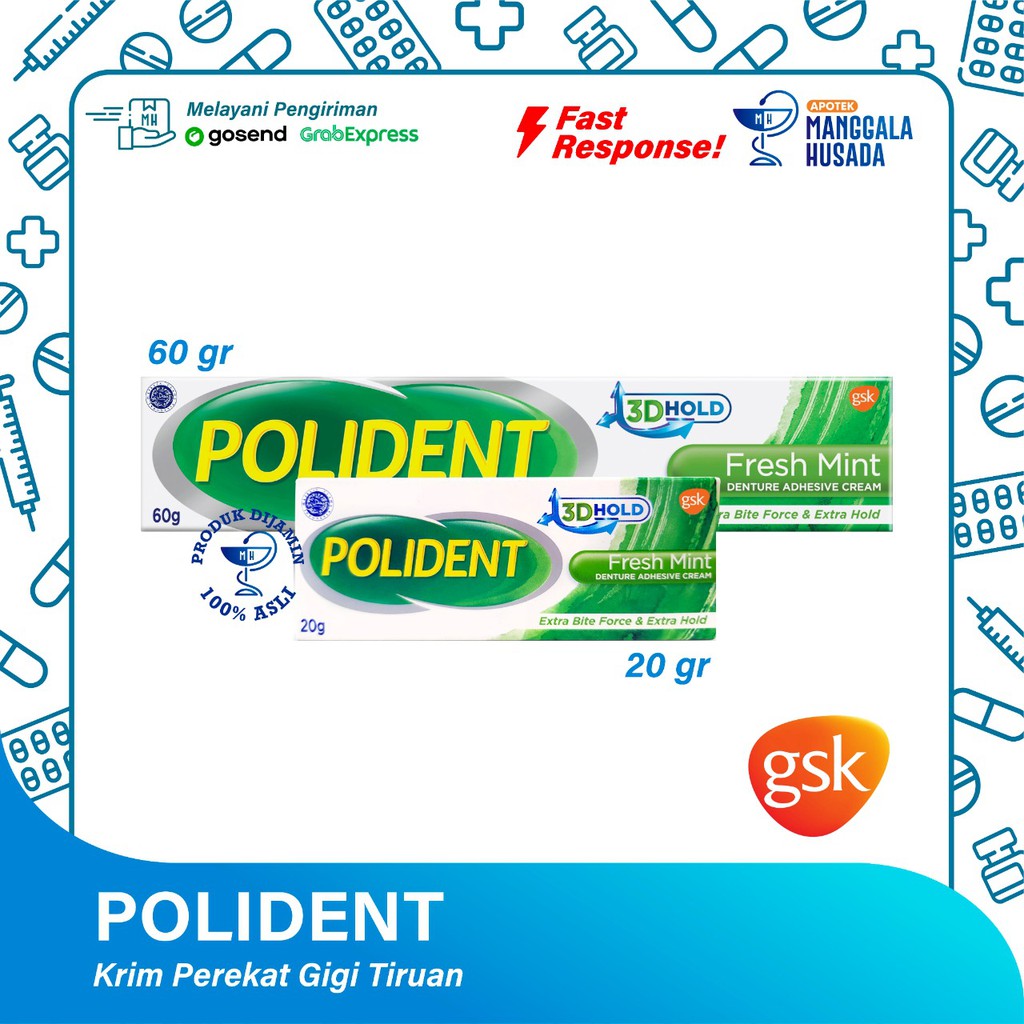 Jual POLIDENT FRESH MINT PEREKAT GIGI TIRUAN BEBAS ZINC GSK | Shopee ...
