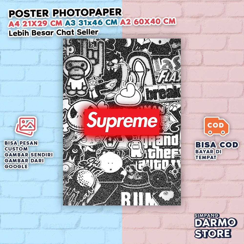 Jual Poster Supreme Hiasan Dinding Hypebeast Hypebis Hype Logo Fashion ...