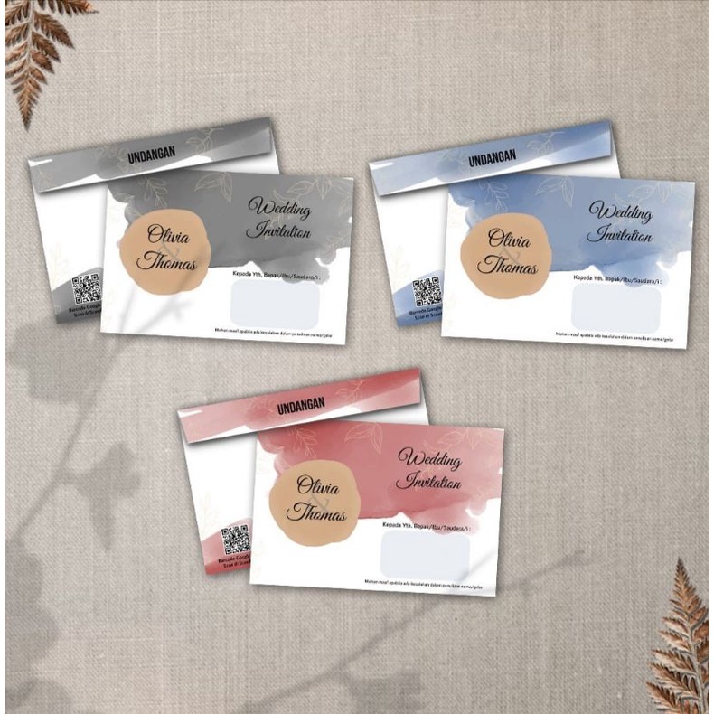 Jual undangan amplop sembur rustik abu biru maroon / undangan khitan ...
