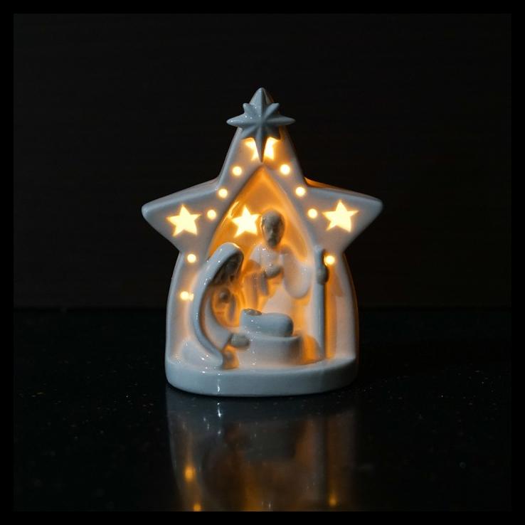 Jual Pajangan Hiasan Dekorasi Kado Natal Lampu Led Keramik Yesus ...