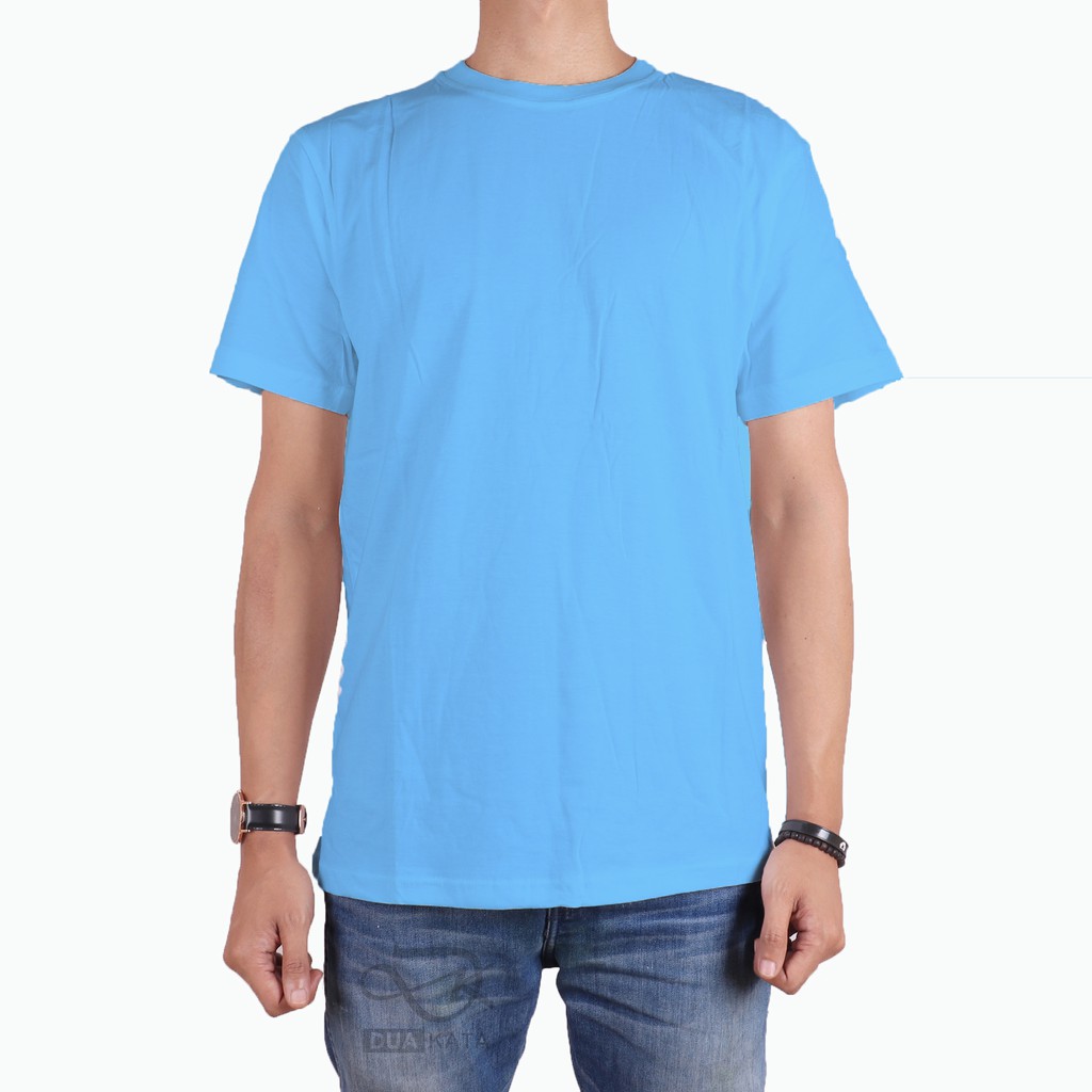 Jual Kaos Polos Biru Muda Unisex Cotton Combed 30s Kualitas Distro ...