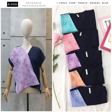 Jual Blouse Two Tone Batik Wanita Hello elice ( B 6400 ) | Shopee Indonesia