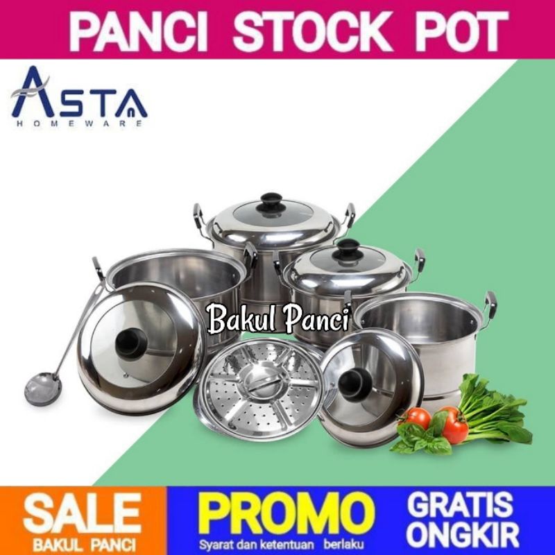 Jual ASTA PANCI STOCK POT EUROPEAN STYLE STAINLESS 4 SET Uk. 22 - 28 CM ...