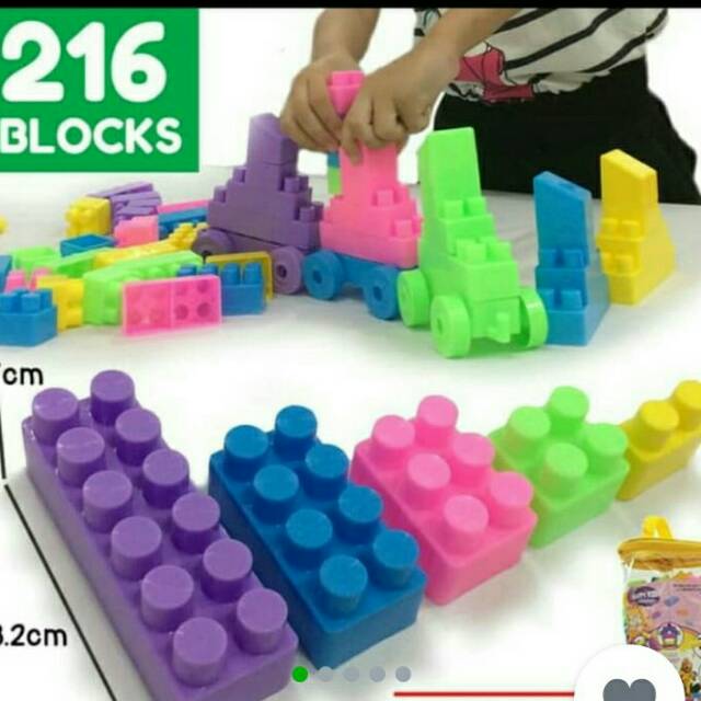 Jual mainan edukasi anak 216pc hapy kids building balok lego balok ...