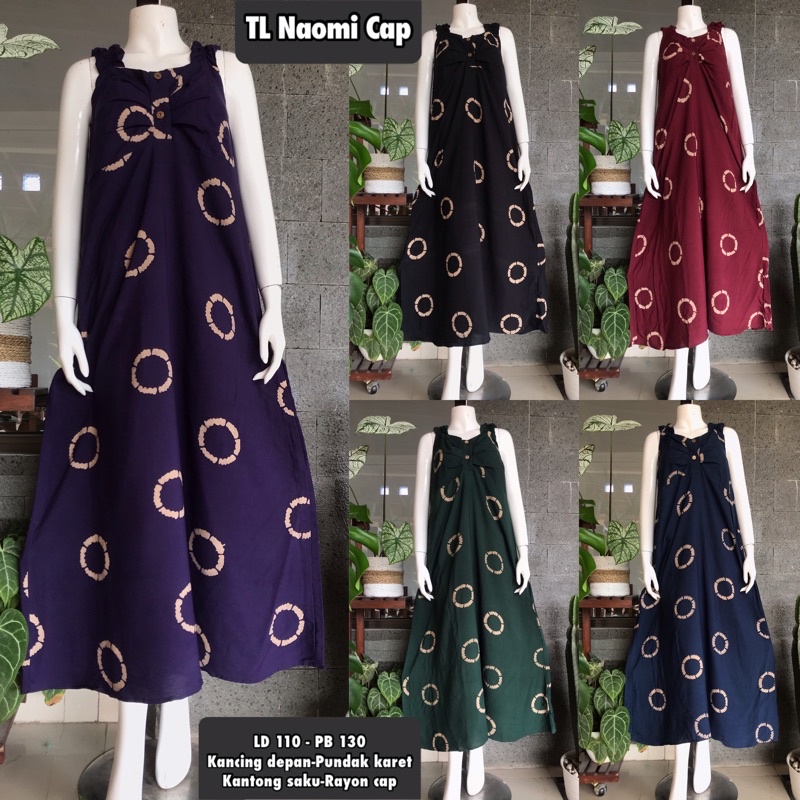 Jual TL Naomi Cap - Long Dress Batik Tanpa Lengan | Shopee Indonesia