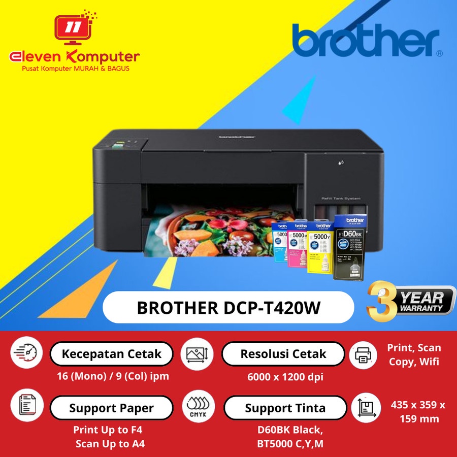 Jual PRINTER AIO BROTHER T420W PRINT HP 520 | Shopee Indonesia