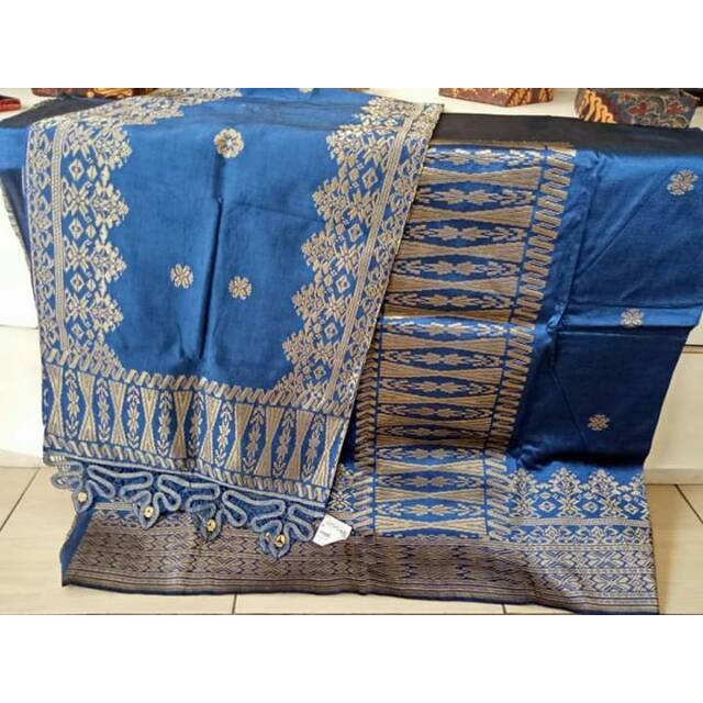 Jual Kain Songket Tenun Silungkang Warna Biru | Shopee Indonesia
