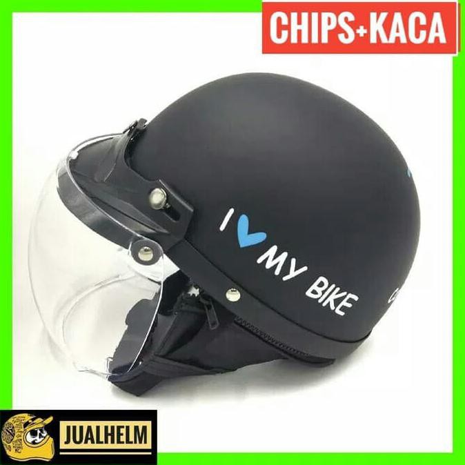 Jual TRUSTED SELLER HELM CHIPS MY BIKE MATTE BLACK DENGAN KACA - HELM ...