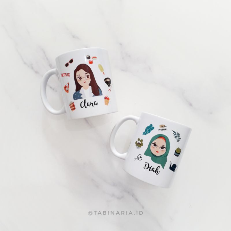 Jual Kado Mug Lucu. Bisa custom desain / nama + box + greeting card ...