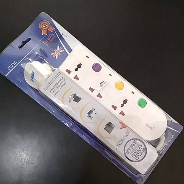 Jual V103E Visalux Kabel Extension 3 port 3M Max 13A 250V | Shopee ...