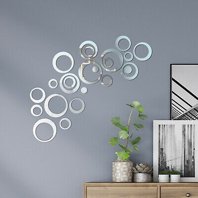 Jual 24pcs/set Ring Mirror Sticker Kaca Bulat Dekorasi dinding Wall ...
