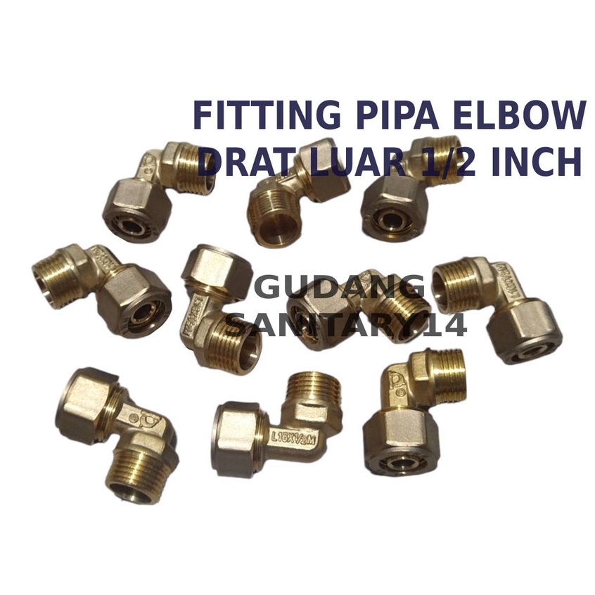 Jual Fitting pipa air panas elbow drat luar 1/2 inch keni drat luar knee kuningan air panas ...