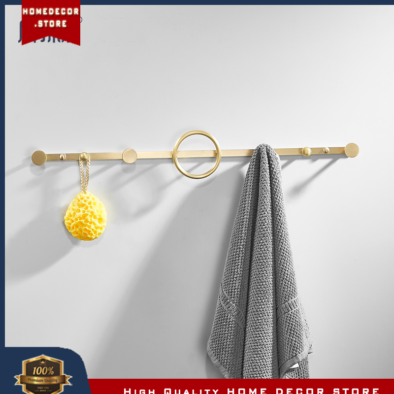 Jual Creative coat hanger Wall Hanging Brass solid shelf row hook porch ...
