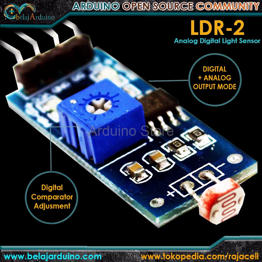 Jual Digital Analog Out Sensor Cahaya LDR Module Light Sensor Arduino ...