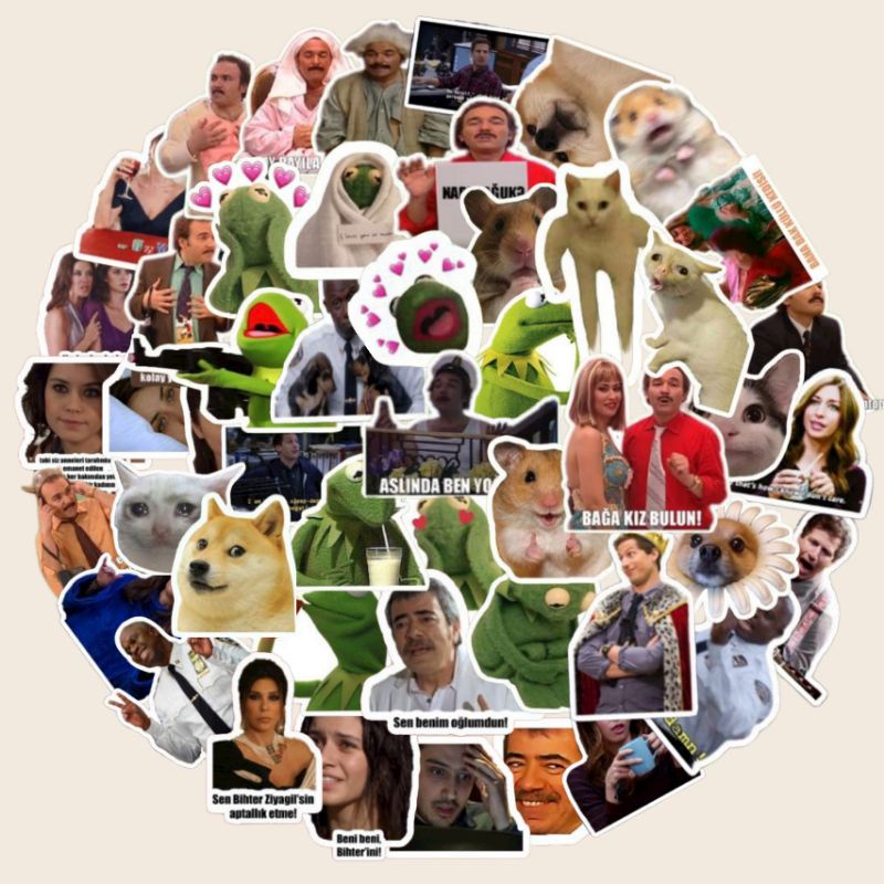 Jual 50pcs stiker aestetik meme stiker kulkas /stiker helm/stiker koper ...