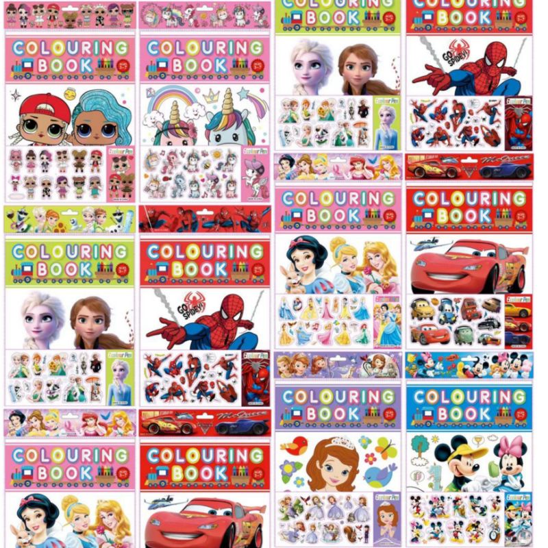 Jual Buku Mewarnai Stiker Free Pensil Warna / Buku Mewarnai Set Lengkap ...