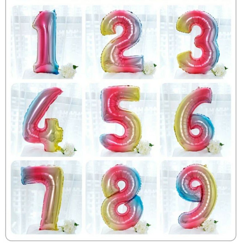 Jual BALON ANGKA / BALON ANGKA RAINBOW Ukuran 80CM | Shopee Indonesia