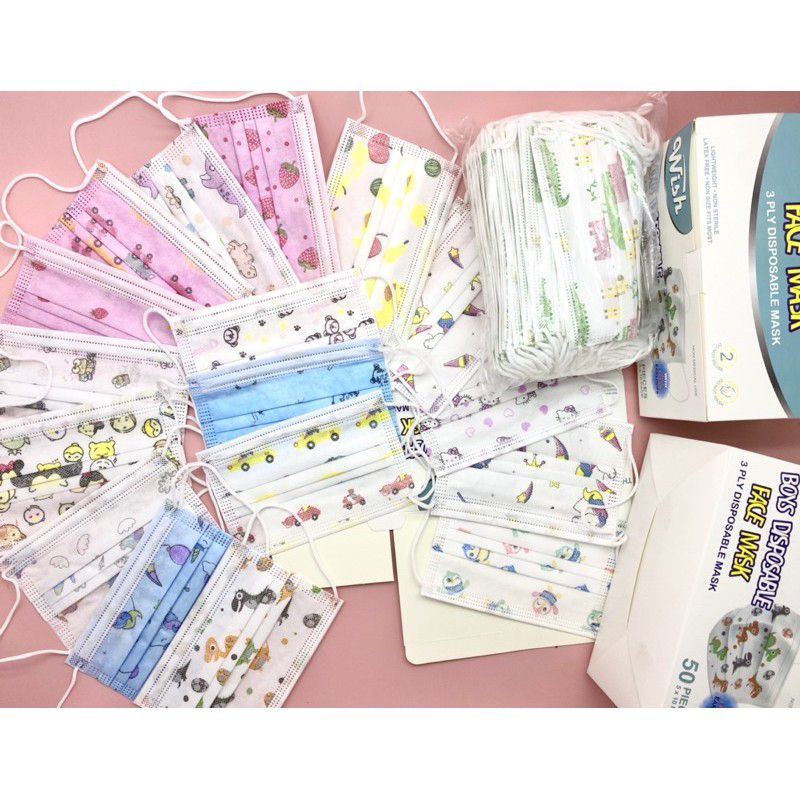 Jual masker anak 3 ply masker earloop anak gambar masker anak cewek ...