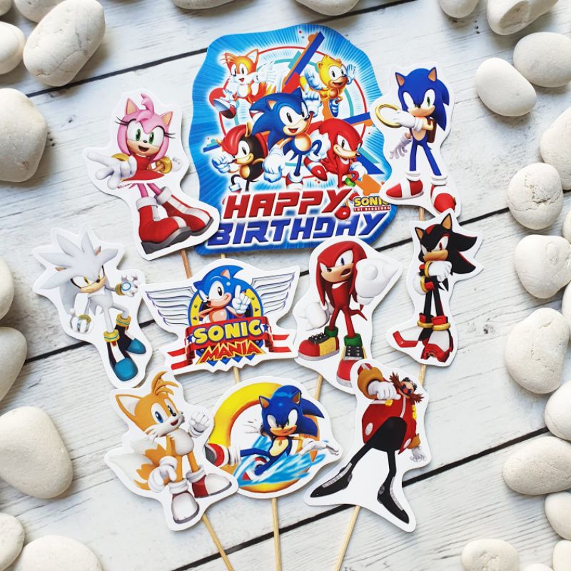 Jual Sonic The Hedgehog Birthday Cake Topper Cupcake Pudding Tumpeng ...