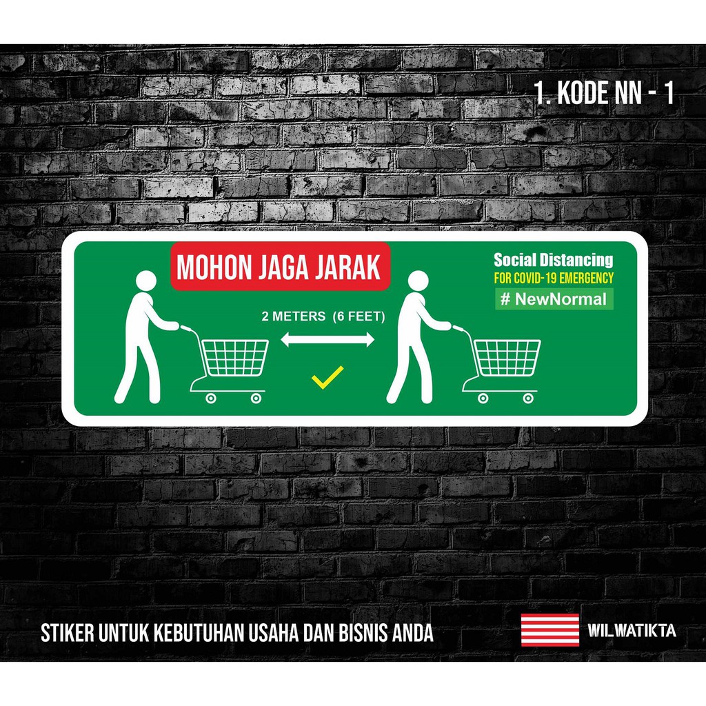 Jual Sticker Safety Sign Warning Jaga jarak ( Min. 2 Pcs ) | Shopee ...