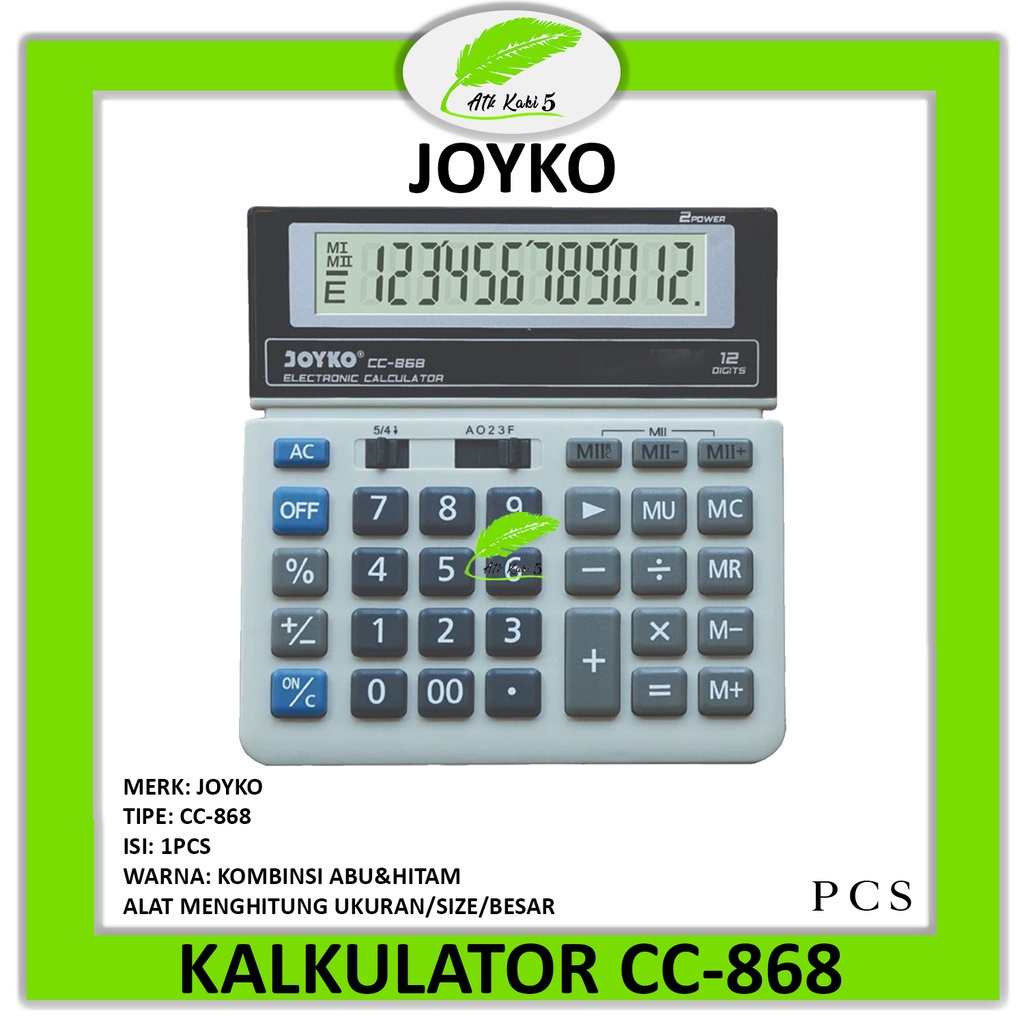 Jual JOYKO - Kalkulator 12 Digits CC-868 - PCS | Shopee Indonesia