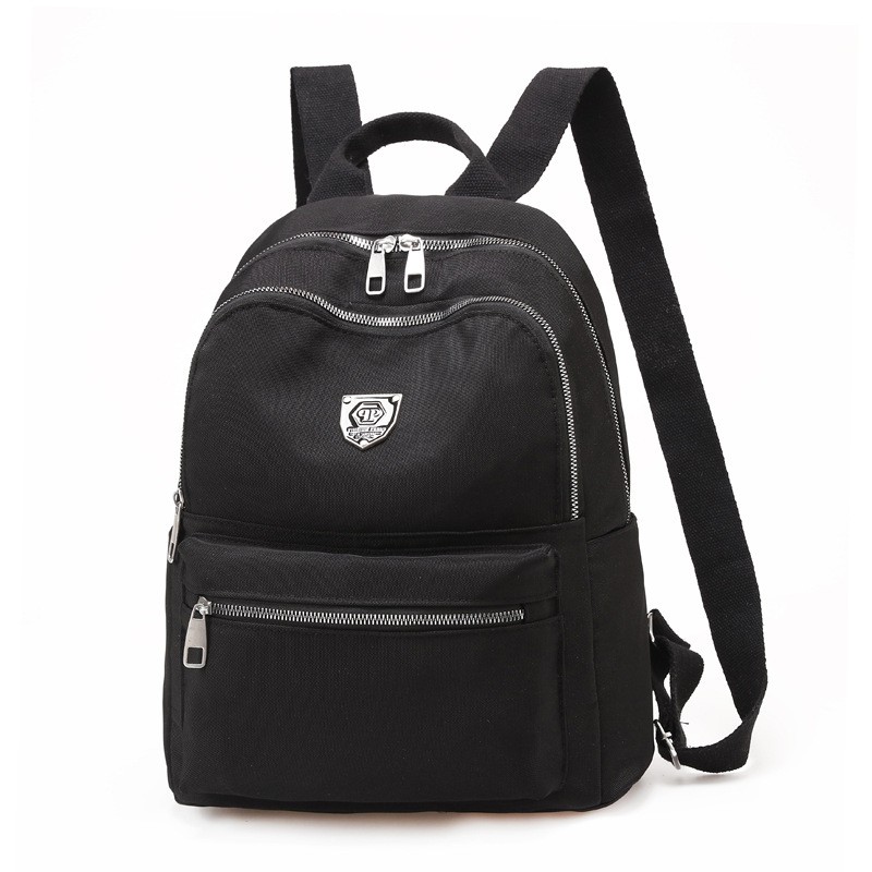 Jual TAS RANSEL WANITA 3 RESLETING KANVAS HITAM BACKPACK CEWEK KOREA ...