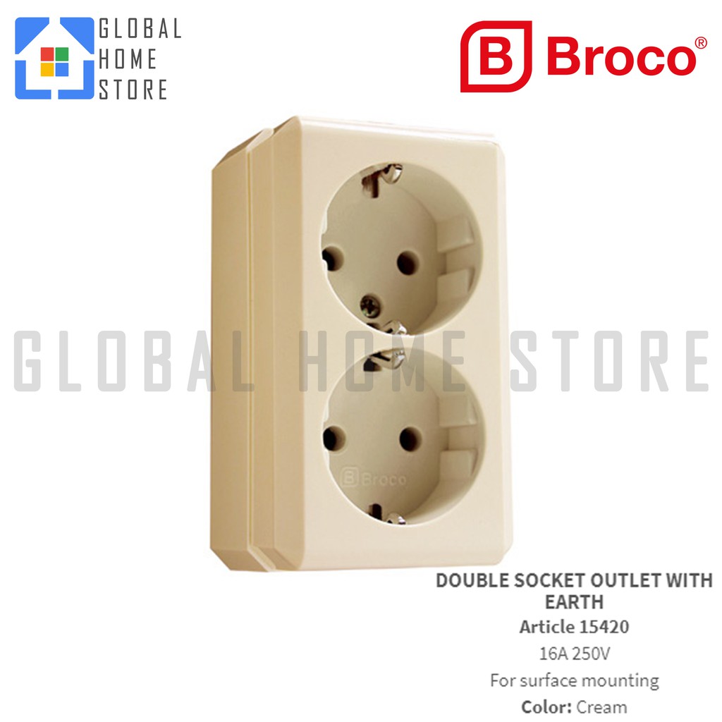 Jual BROCO 15420 Double Socket Outlet Outbow - Stop Kontak Dobel ...